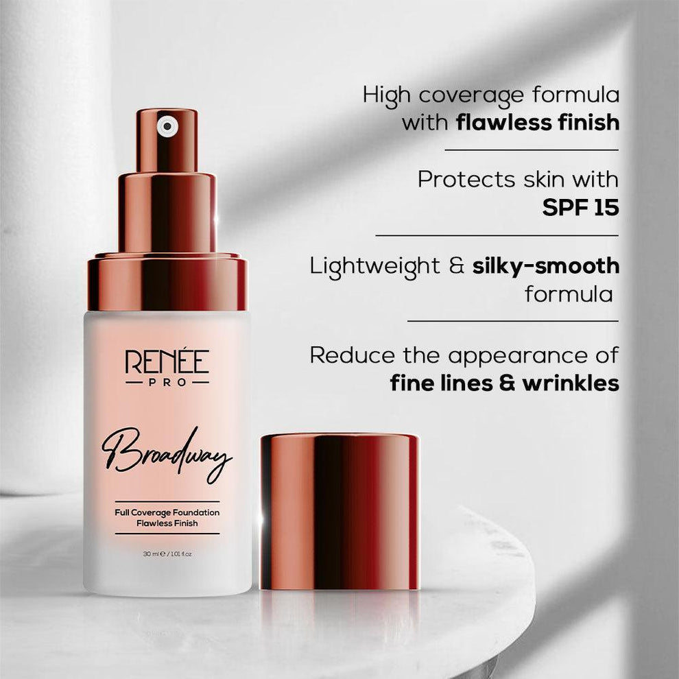RENEE Pro Broadway Liquid Foundation With SPF 15, Full Coverage ...