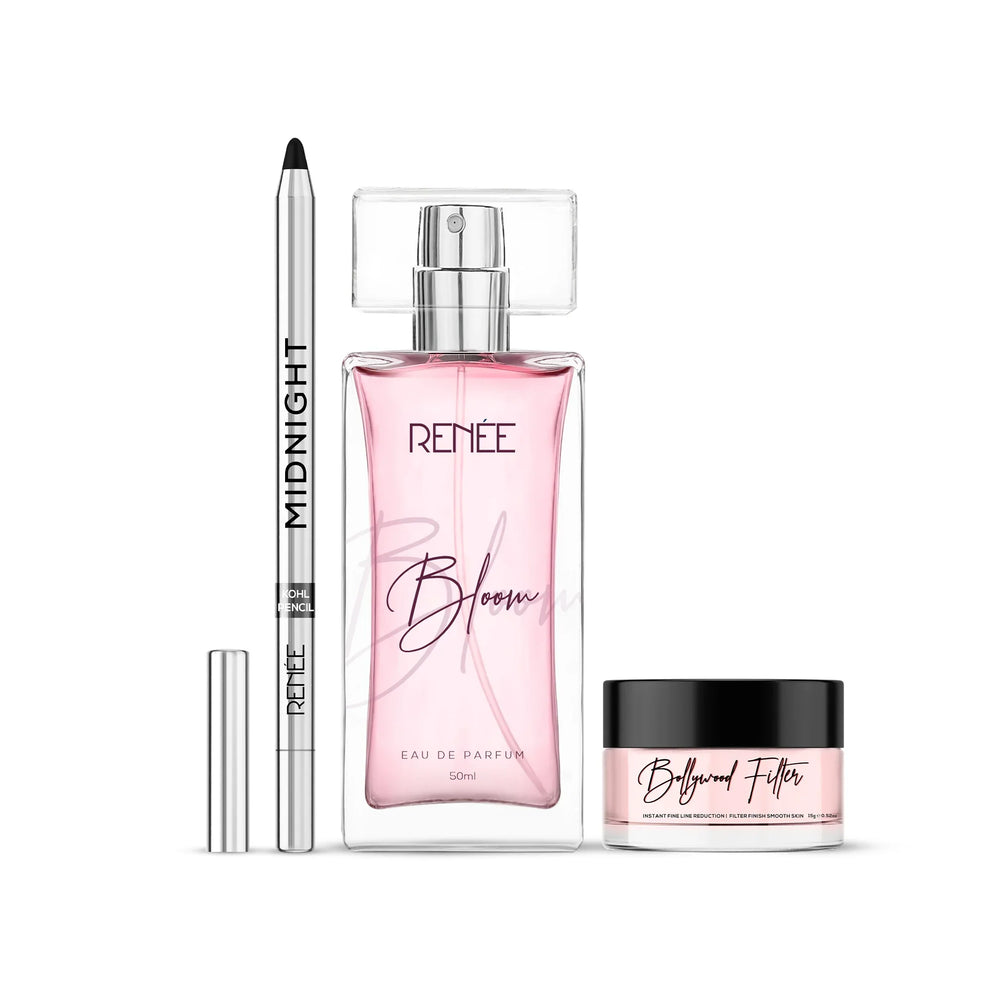 RENEE Quick Glam Kit - Kohl Kajal, Bloom Perfume & Bollywood Filter ...