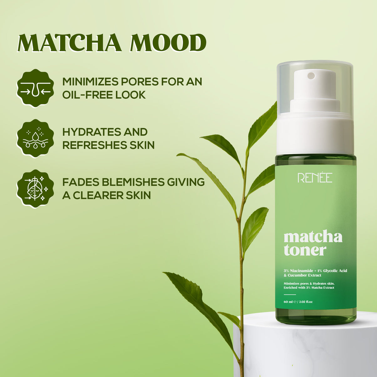 RENEE Matcha Face Toner | Fades Blemishes, Hydrates & Unclogs Pores ...