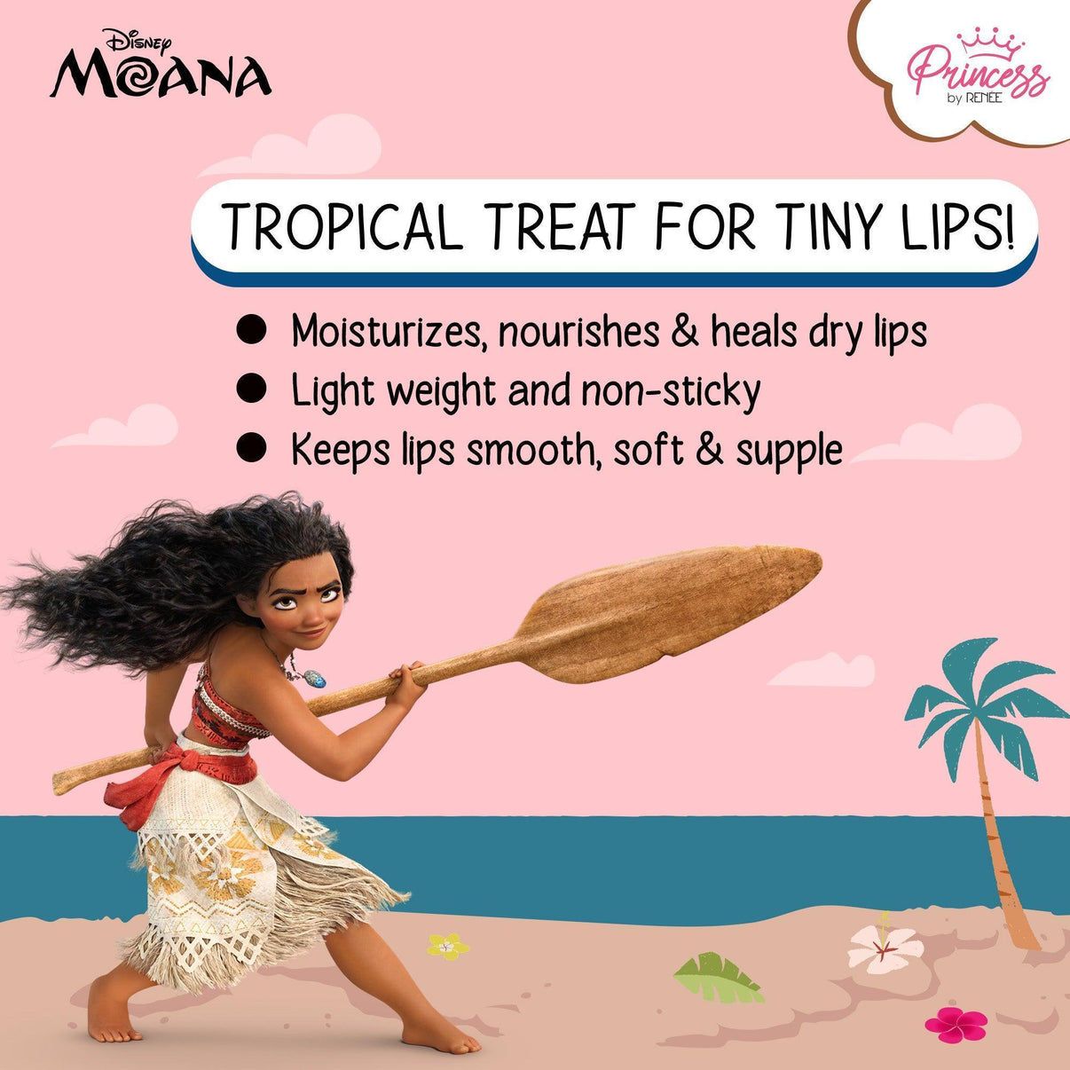 Princess by RENEE Disney Moana Beachy Peachy Lip Balm, For Smooth ...
