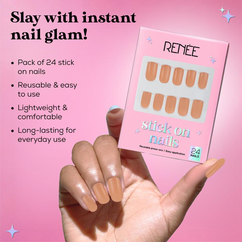 RENEE Stick On Nails, 24 Reusable Fake Nail Set, Lightweight & Long ...